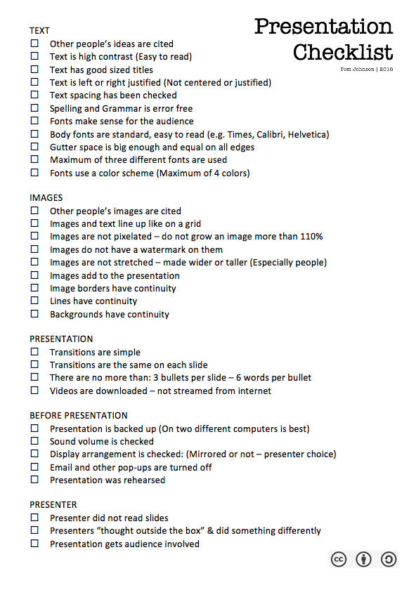 Design and Presentation Checklist | education | technology | ai & NOT A ...